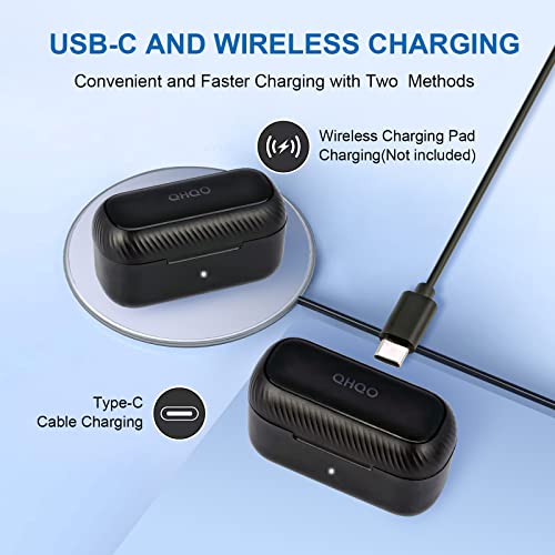 QHQO 【2023 New】 Wireless Earbuds, True Wireless Bluetooth Earbuds 5.2 with Reduction Touch, IPX8 Waterproof Bluetooth Earbuds with Wireless Charging 42H Playtime for Android and iOS