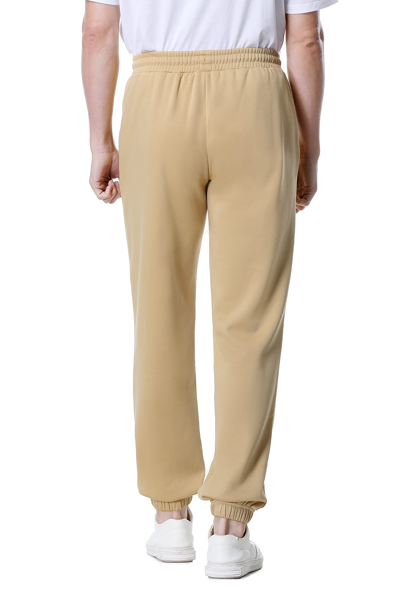 BEARTALON Fleece Sweatpants for Mens Joggers with Pockets Elastic Ankles Drawstring Sweat Pants for Casual Golf Workout Khaki S