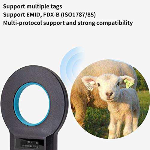 Bluetooth Animal Microchip Tag Reader Scanner RFID EMID Animal Handheld Reader Wireless Bluetooth Pet ID Scanner Rechargeable Animal Chip Scanner Pet Tag Scanner FDX-B(ISO 11784/11785) ID64 RFID