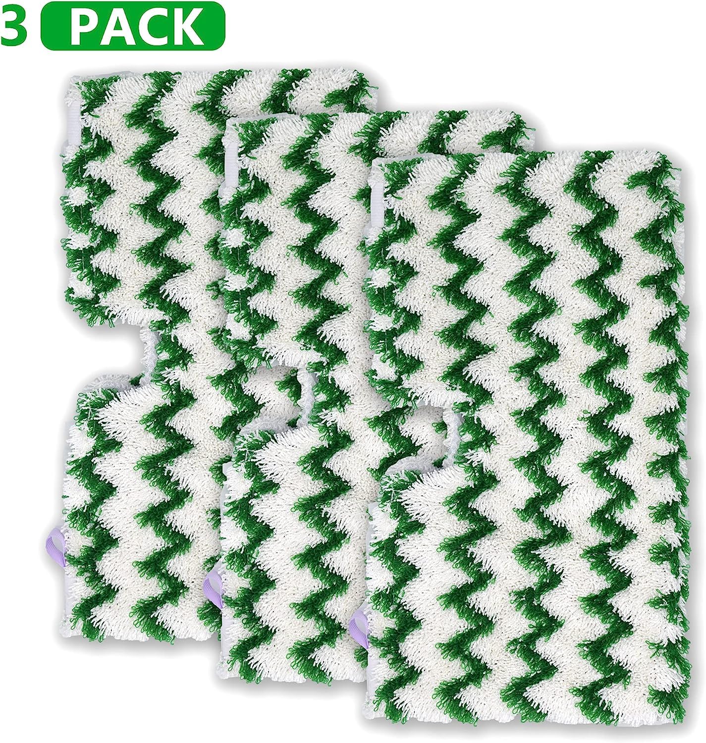 3 Pack Compatible Shark Replacement Mop Pads Steam Pocket Mops S3500 Series S3501 S3601 S3550 S3901 Green
