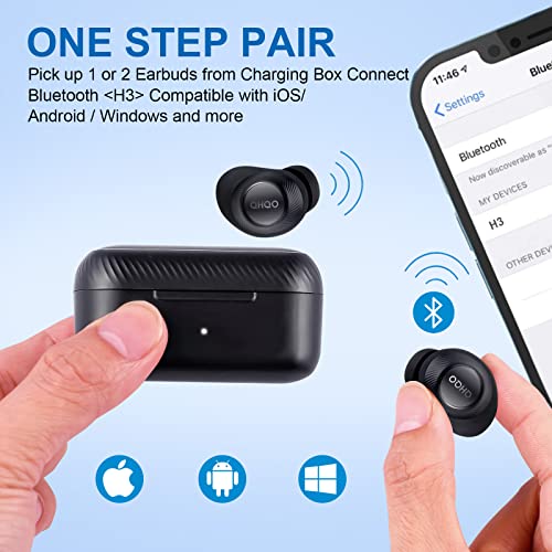 QHQO 【2023 New】 Wireless Earbuds, True Wireless Bluetooth Earbuds 5.2 with Reduction Touch, IPX8 Waterproof Bluetooth Earbuds with Wireless Charging 42H Playtime for Android and iOS