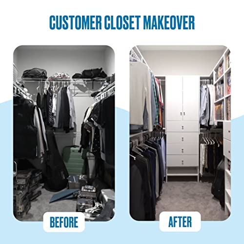 Short Closet Drawer Tower - Modular Closet System With Drawers (4) - Corner Closet System - Closet Organizers (White, 19.5 inches Wide) Closet Organizers