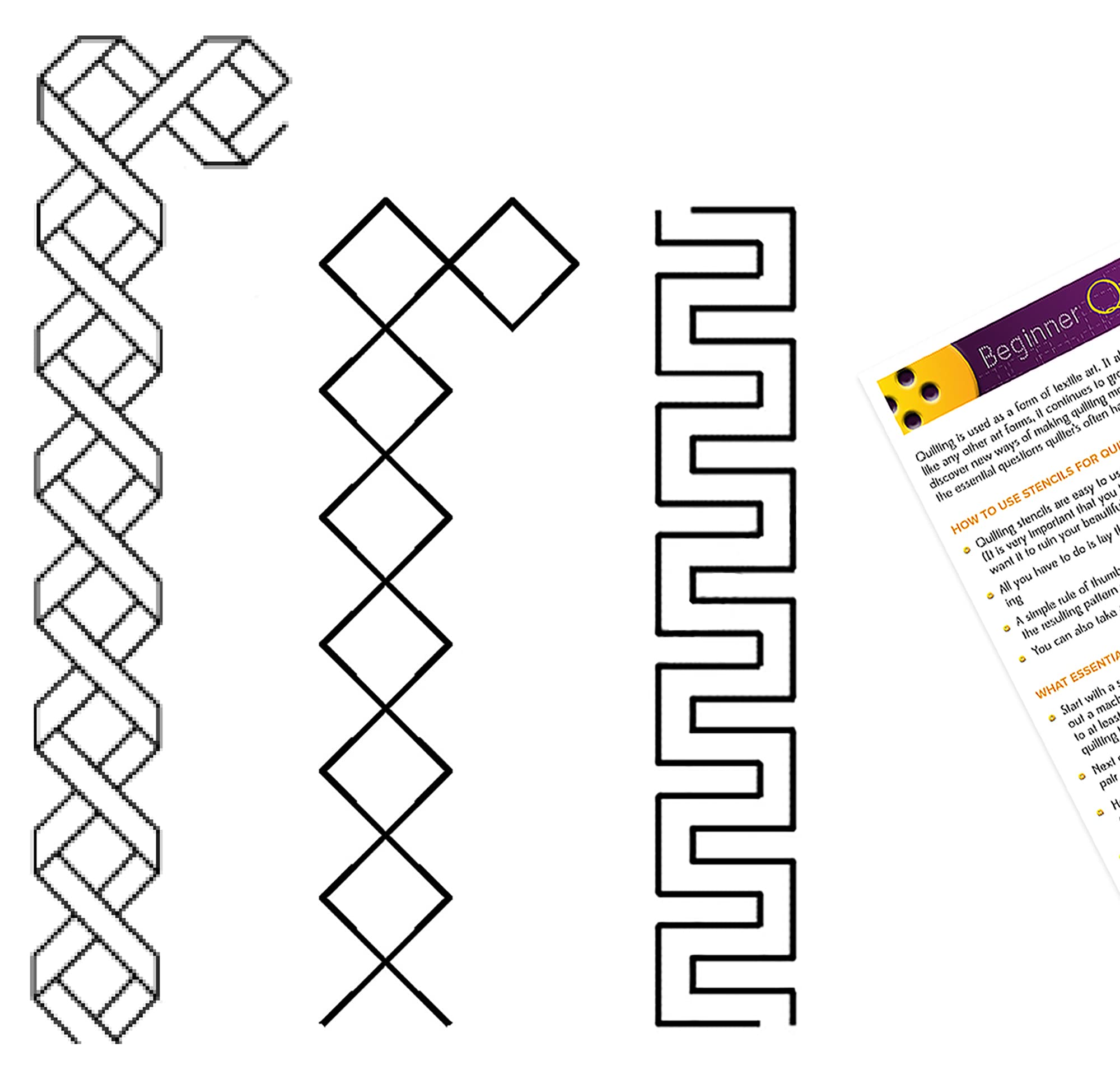 Quilting Creations Stencils for Machine and Hand Quilting - 3 Quilting Stencils for Border Patterns | Border, Lattice Border, Bobbie’s Blocks Plastic Quilt Stencil Set with Guide