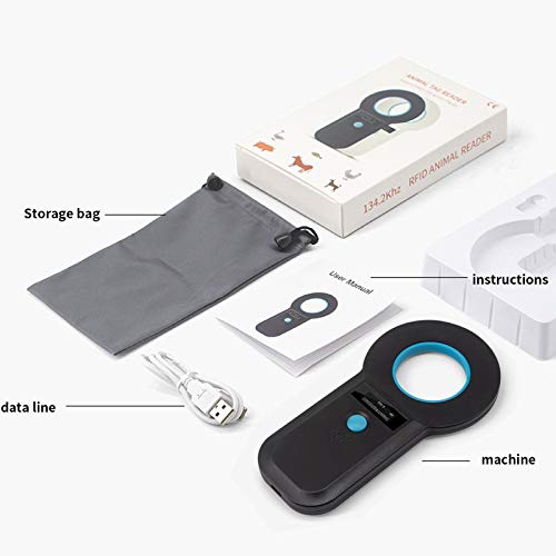 Bluetooth Animal Microchip Tag Reader Scanner RFID EMID Animal Handheld Reader Wireless Bluetooth Pet ID Scanner Rechargeable Animal Chip Scanner Pet Tag Scanner FDX-B(ISO 11784/11785) ID64 RFID