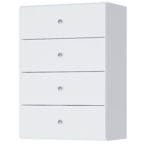 Short Closet Drawer Tower - Modular Closet System With Drawers (4) - Corner Closet System - Closet Organizers (White, 19.5 inches Wide) Closet Organizers