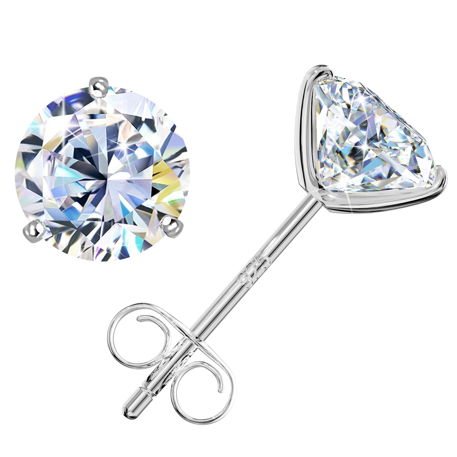 leejory Moissanite Earrings for Men, 0.5ct D Color VVS1 Clarity Round Cut Moissanite Stud Earrings White Gold Vermeil 925 Sterling Silver Stud Earring for Women as gifts