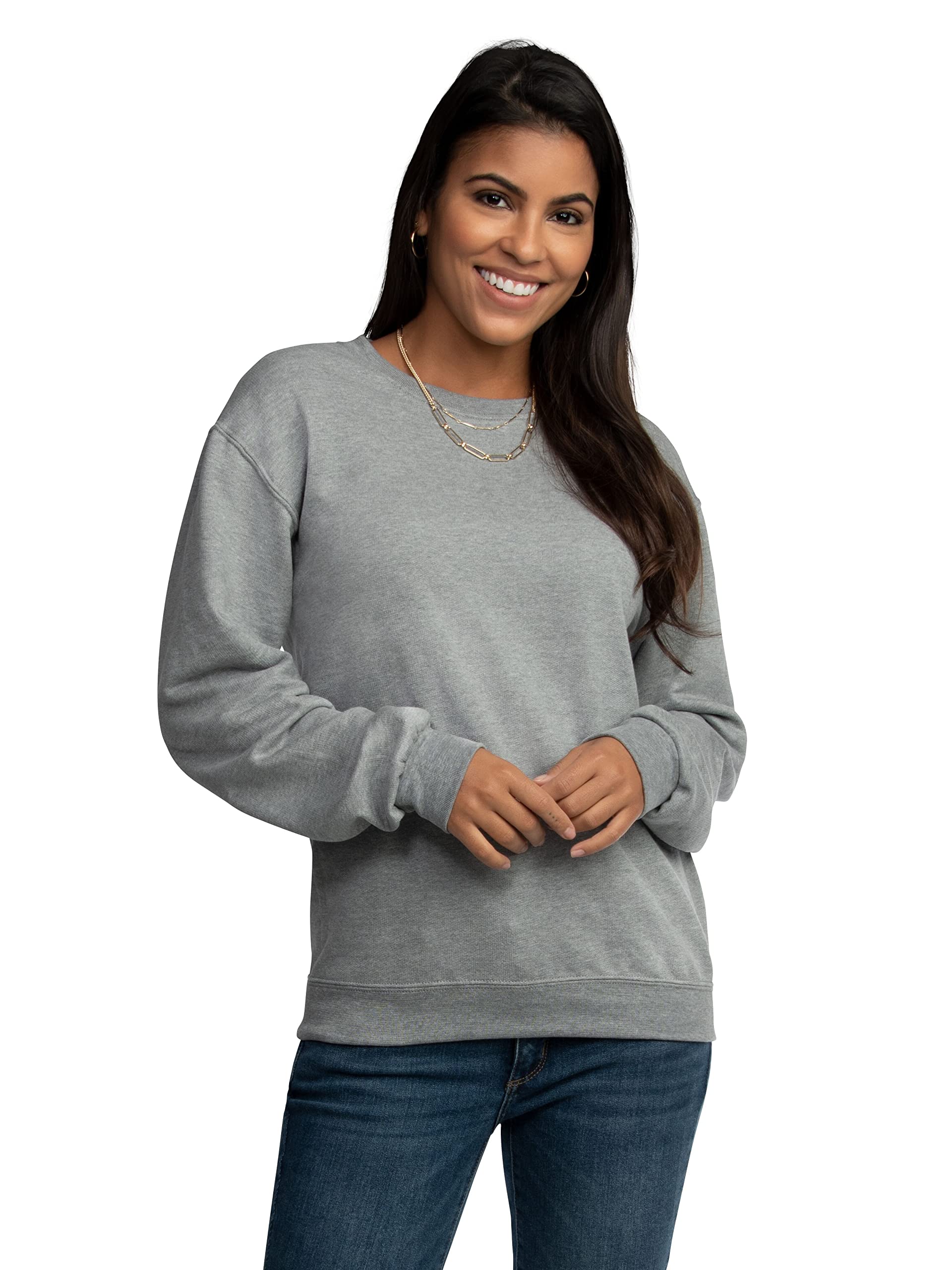 Fruit of the Loom Men's Moisture Wicking Eversoft Fleece Sweatshirt, Grey Heather, Medium