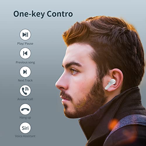Wireless Earbuds Bluetooth V5.1 Headphones Stereo Bass with Wireless Charging Case and LED Digital Display, 48H Playtime, IPX7 Waterproof in-Ear Bluetooth Earphones for iPhone Android Smartphone