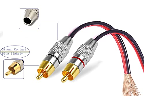 ukiism RCA to Speaker Wire Adapter, Speaker Bare Wire Cables to RCA Plugs Adapter Repair Speaker Cord for Speakers Amplifier Audio Video AV Receivers(2Pack, 1foot)