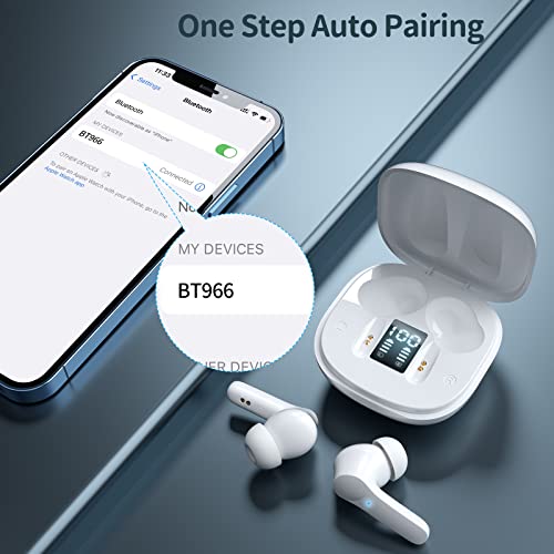 Wireless Earbuds Bluetooth V5.1 Headphones Stereo Bass with Wireless Charging Case and LED Digital Display, 48H Playtime, IPX7 Waterproof in-Ear Bluetooth Earphones for iPhone Android Smartphone
