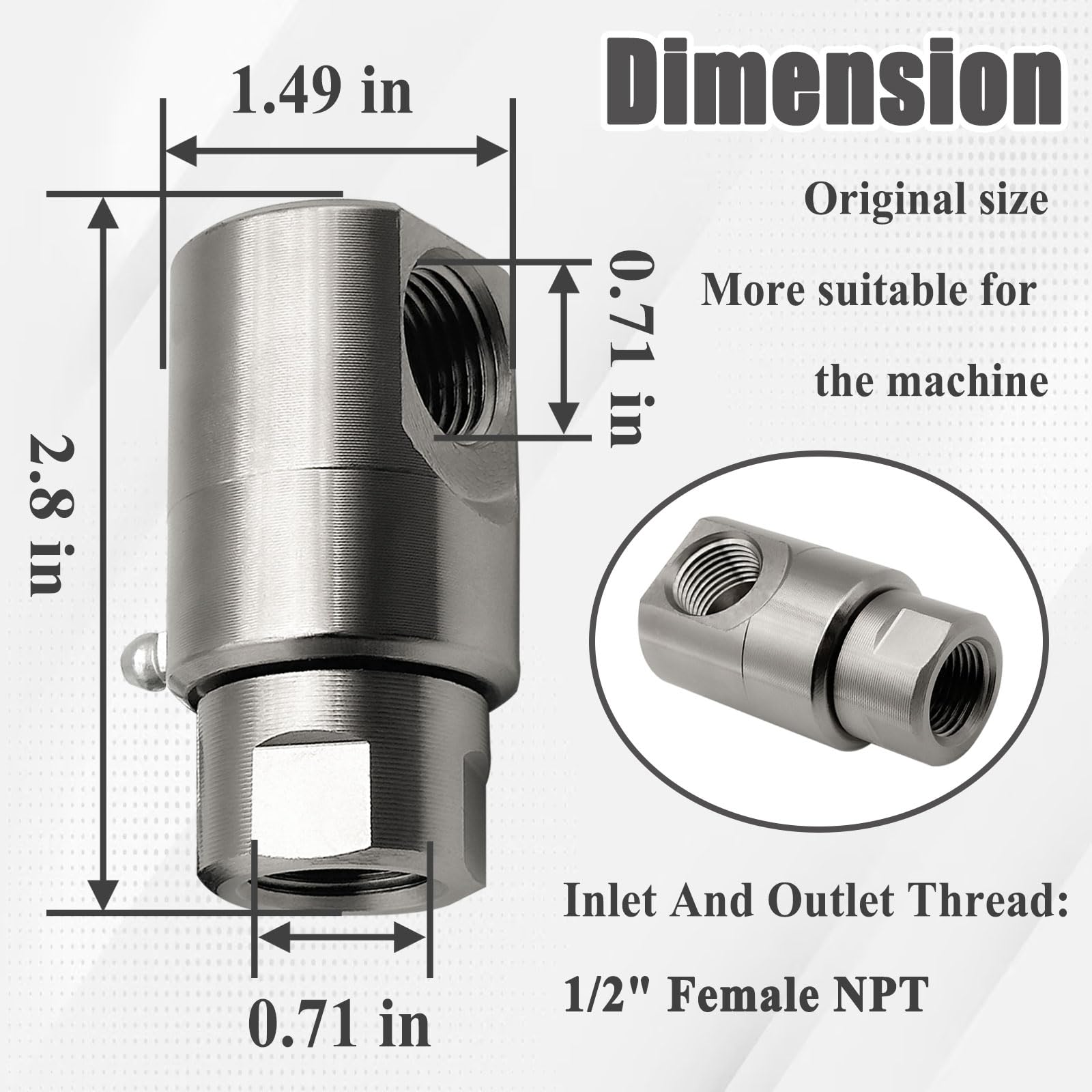5024-Ni-AL 1/2 Inch Hose Reel Swivel Fitting Replacement, Swivel Fitting for Hose Reel 9SS8FP50XFP50-Ni-AL