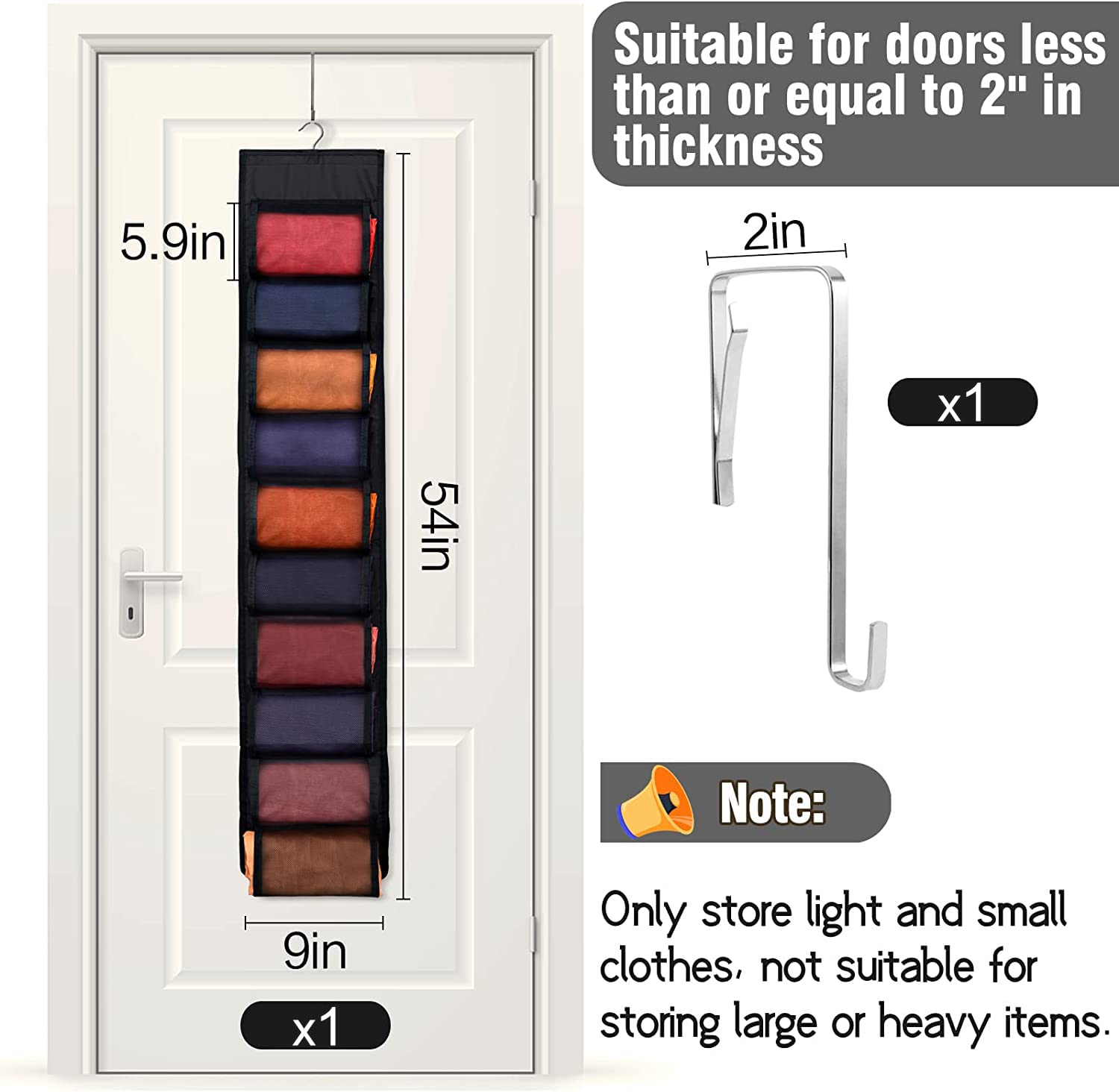 Legging Organizer for Closet, Hanging Closet Storage Organizer System, Clothes Closets Holder with 20 Roll Independent Compartments for Yoga T-Shirts Bras Socks Pants Tank Top Towel (Black)