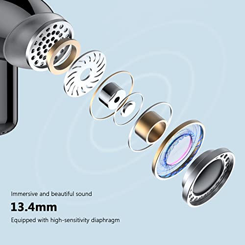 Tianeer Wireless Earbuds, Bluetooth 5.2 Stereo Earbuds, 48H Playtime with LED Power Display, Bluetooth Headphones with Noise Cancelling Mic, IPX7 Waterproof Deep Bass Earphones for Sports and Work