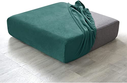 MRXFN Velvet Couch Cushion Covers, Stretch 3 2 1 4 Seat Cover Lounge Sofa Slipcovers Sectional Loveseat Chaise Non-Slip Furniture Protector for L/U Shape Sofa,1 seat, Light Blue