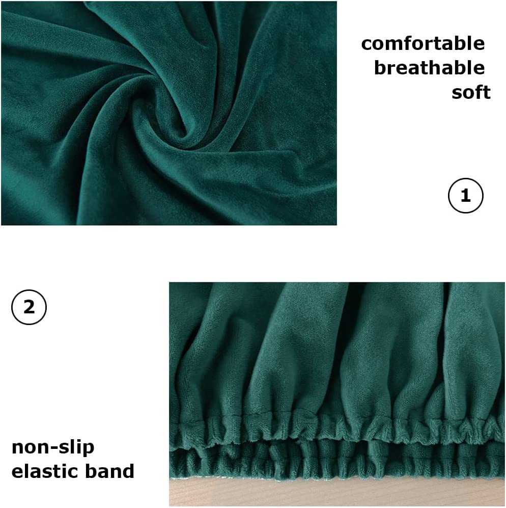 MRXFN Velvet Couch Cushion Covers, Stretch 3 2 1 4 Seat Cover Lounge Sofa Slipcovers Sectional Loveseat Chaise Non-Slip Furniture Protector for L/U Shape Sofa,1 seat, Light Blue