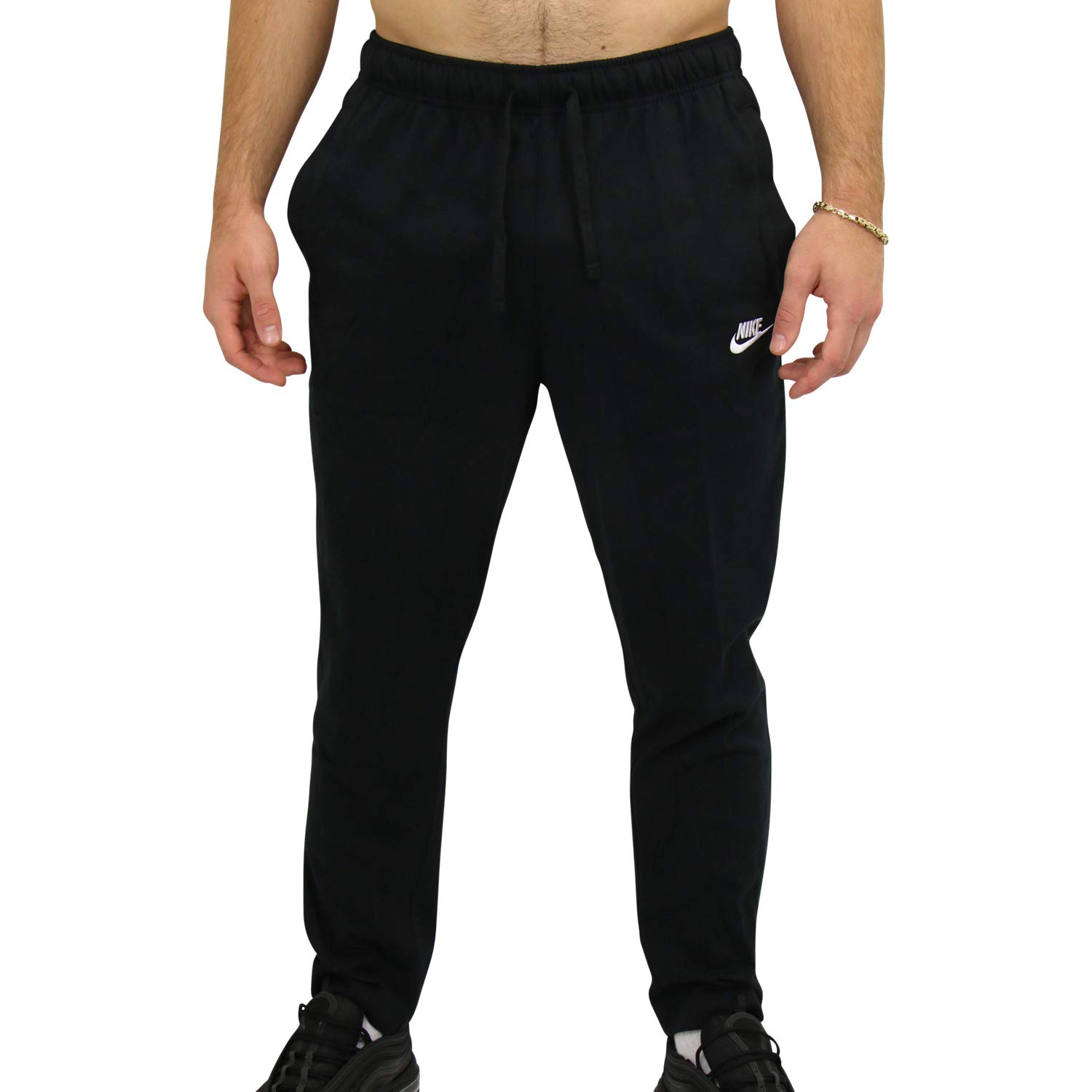 Nike NSW Club Pants Open Hem Jersey Black/White LG