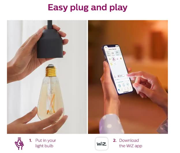 Philips Tunable White ST19 60W Equivalent Dimmable Smart Wi-Fi WiZ Connected Vintage Edison LED Light Bulb (2 Pack), Compatible with Alexa, Google Assistant, and Siri Shortcuts