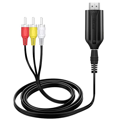 Wiistar RCA to HDMI Converter 1080P CVBS Composite AV to HDMI Video Audio Cable Converter Adapter for PS3 TV STB PC Laptop VHS VCR Camera DVD Players