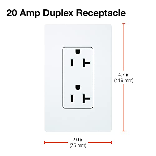 Lutron SCR-20-SW Satin Colors 20-Amp Receptacle, Snow