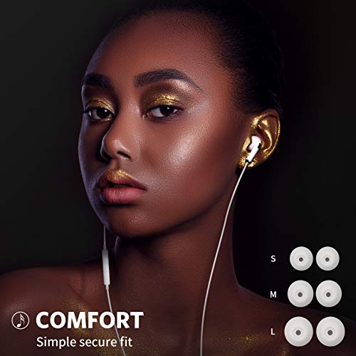 2 Pack Earbuds, Wired Earbuds, High Definition Earphones, Noise Isolating in Ear Headphones, Deep Bass, Crystal Clear Sound, Compatible with iPhone, iPad, Samsung Smartphones and Tablets (White)