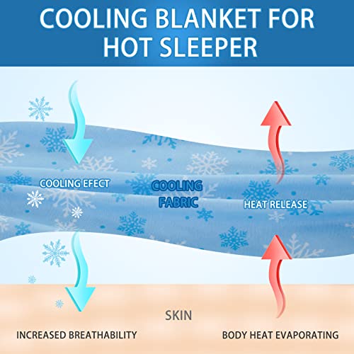 OIGAE Cooling Blanket for Hot Sleepers – Thin Summer Cooling Blanket Twin Size, Q-Max >0.5 Lightweight Cooling Throw Blanket for Bed, Couch, or Sofa – Snowflake Cool Blankets, (Blue, 60" x 80")