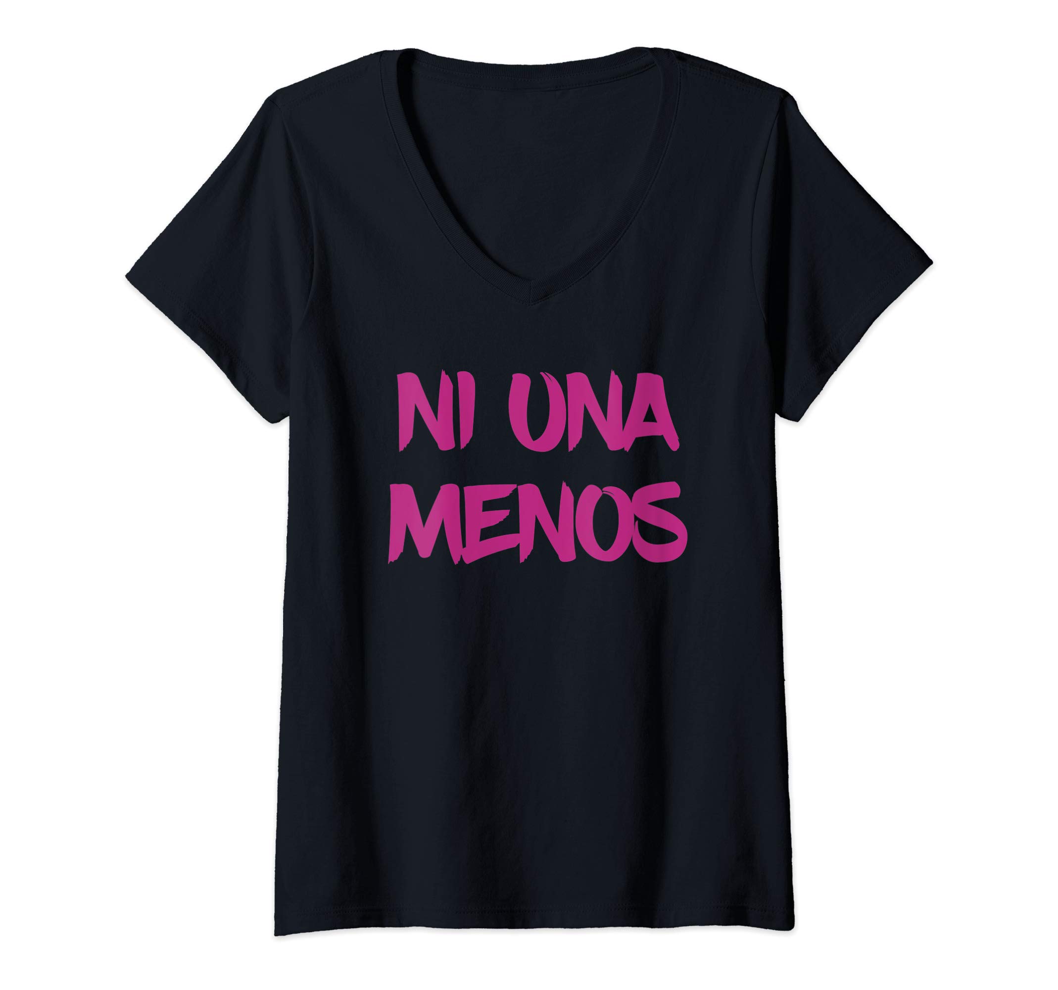 Womens Ni Una Menos Camisa En Espanol Feminista Apoyo Mujeres V-Neck T-Shirt