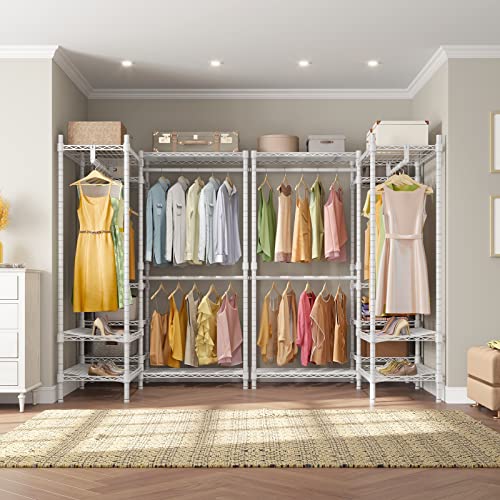 VIPEK L8i Basic Heavy Duty Garment Rack L-Shaped Wardrobe Space-Saving Corner Closet with Hanging Rod and Adjustable Shelves Freestanding Clothes Rack for Small Space, White