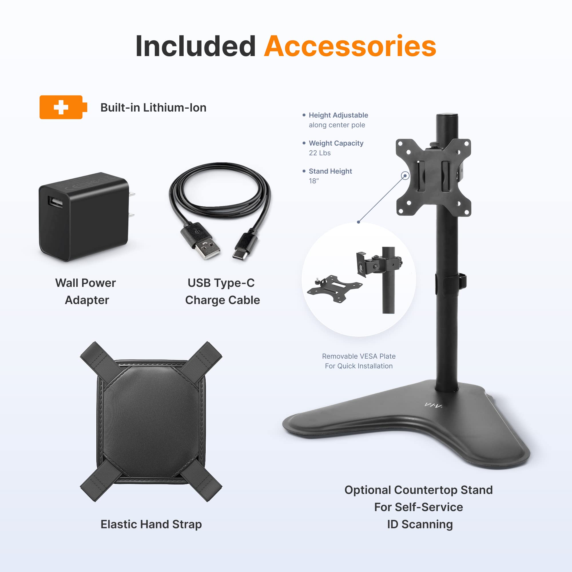 Visitor Management Bundle with Durable All-in-One 8" Android ID and Passport Scanner for Bars, Nightclubs, Gated Communities, Events, and Door Entrances – IDWare Falcon with Tabletop Stand