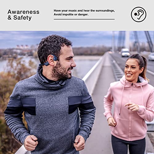 ROPASOMIC Bone Conduction Headphones, Open Ear Wireless Earphone Bluetoeth Headset with 12 Hours Playtime IP55 Sweatproof Built-in Mic,Perfect for Running Cycling Hiking and Workouts(Blue)