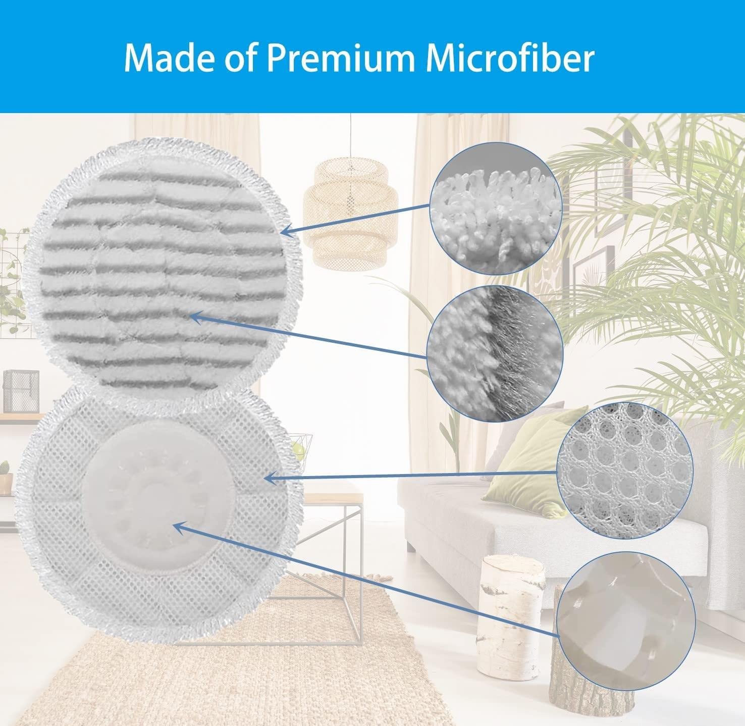 Replacement Steam Mop Pads for Shark S7000AMZ / S7001 / S7201 Steam Mop, Reusable Steam & Scrub All-in-One Cleaning Pads, Scrubbing and Sanitizing Rotating Pads for All Sealed Hard Floors (6PCS)