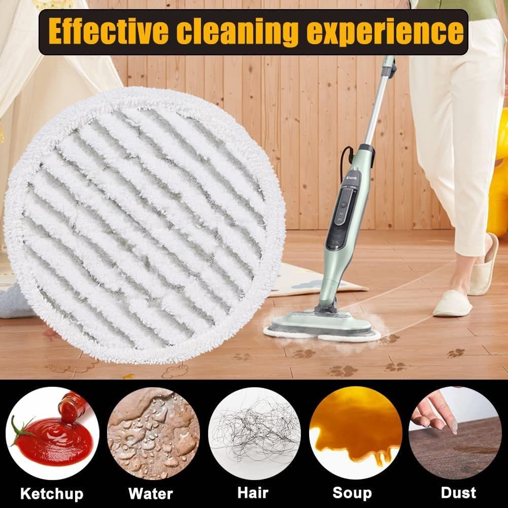 Replacement Steam Mop Pads for Shark S7000AMZ / S7001 / S7201 Steam Mop, Reusable Steam & Scrub All-in-One Cleaning Pads, Scrubbing and Sanitizing Rotating Pads for All Sealed Hard Floors (6PCS)