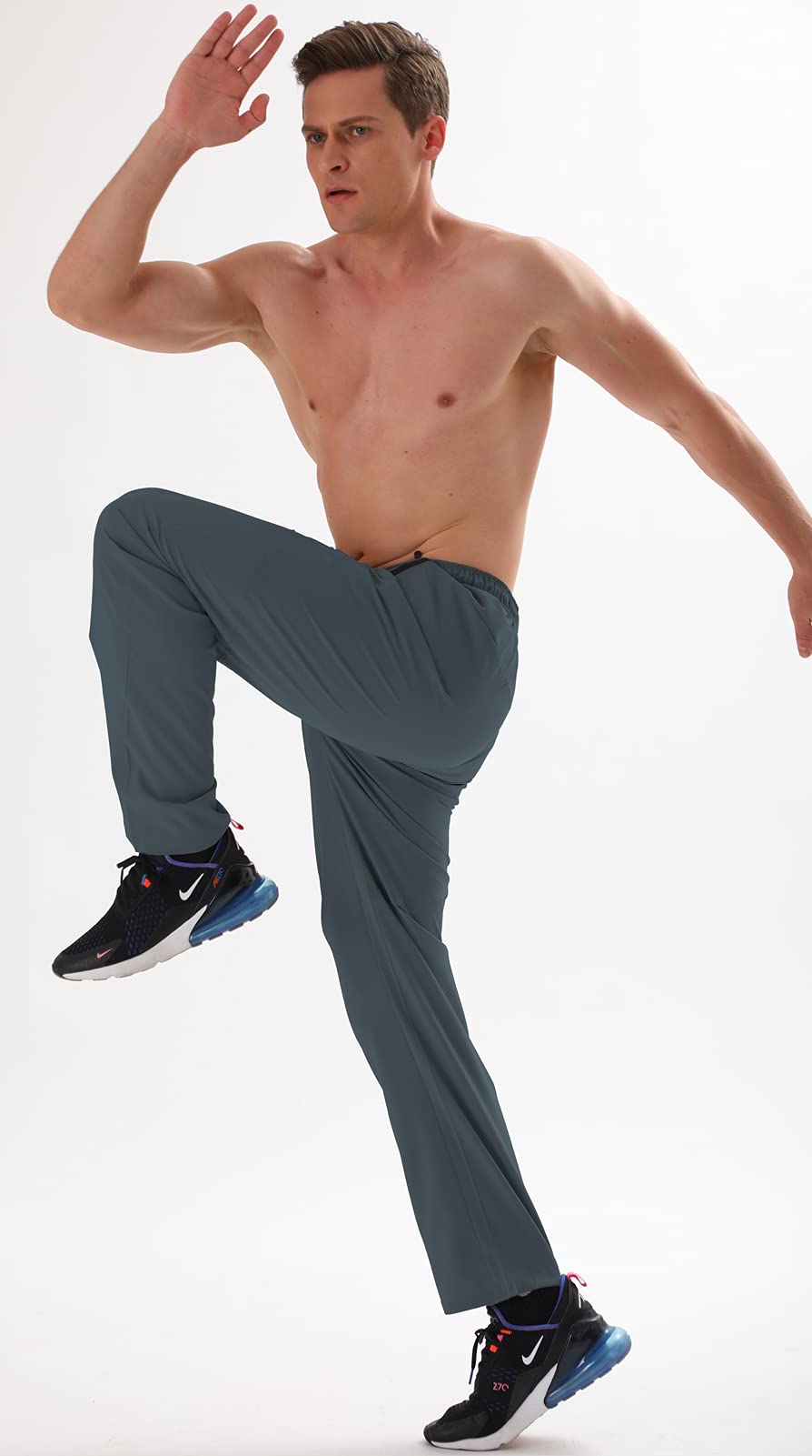 AIRIKE Mens Sweat Pants, with Pockets Outdoor Lightweight Breathable Quick Dry Athletic Jogging Hiking Pants with Elastic Waist Navy