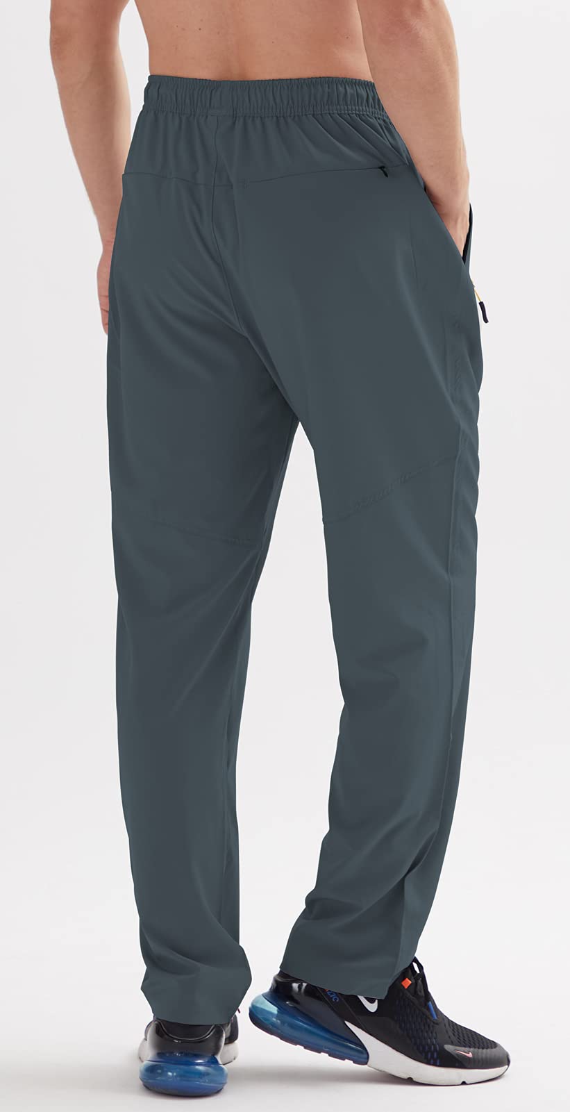 AIRIKE Mens Sweat Pants, with Pockets Outdoor Lightweight Breathable Quick Dry Athletic Jogging Hiking Pants with Elastic Waist Navy