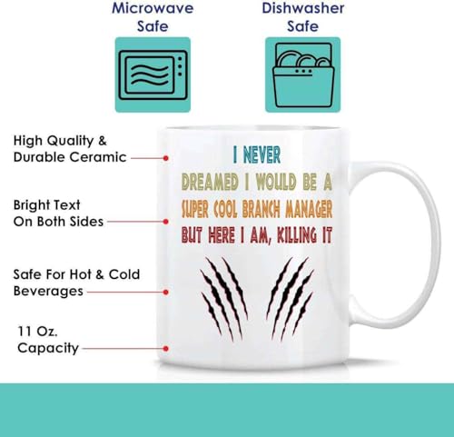 Killing It Lifestyle Gift for Branch Managers, Unisex Sweat for Grey Multicolor - Quote on 11 Oz White Ceramic Coffee Mug