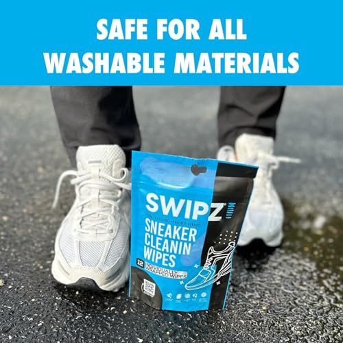 Swipz Shoe and Sneaker Wipes - Complete Tennis Shoe Cleaner Eraser Kit - Instant White Leather Sole Cleaner Cloths in 12 Travel Packs