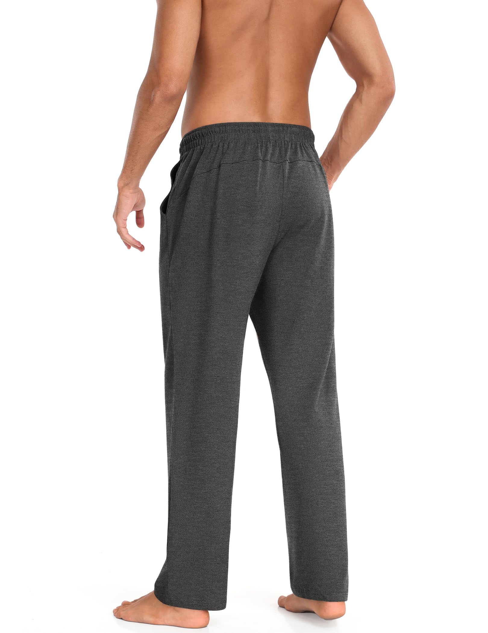 COOFANDY Men's Cotton Sweatpants Casual Loose Fit Drawstring Pants with Pockets Dark Heather Grey