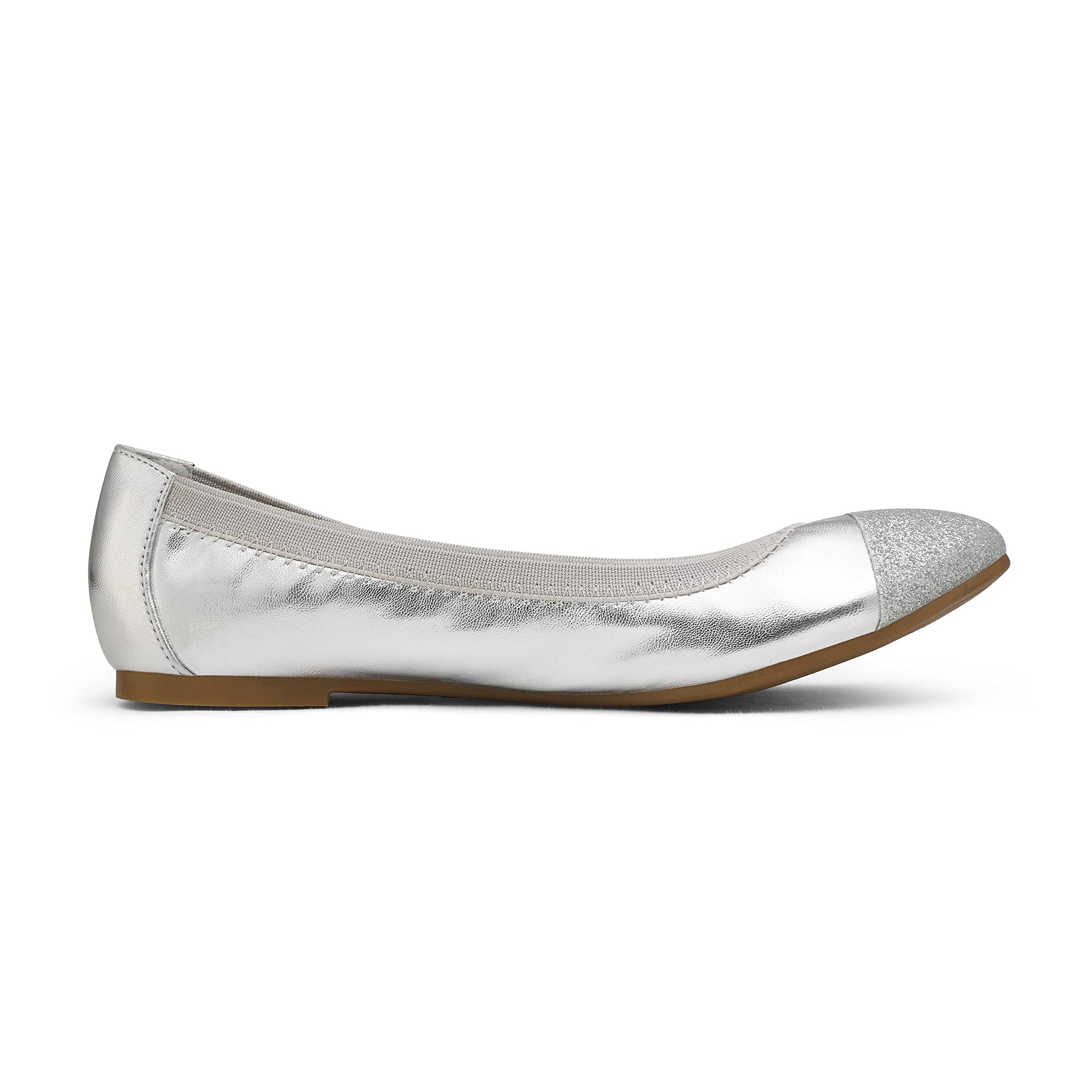 DREAM PAIRS Women's Sole-Flex Ballerina Walking Flats Shoes,Size 12,Silver,Sole-Flex