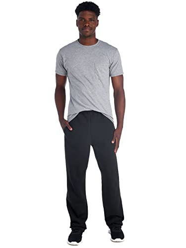 Jerzees mens Fleece Sweatpants, Open Bottom - Black, Large US