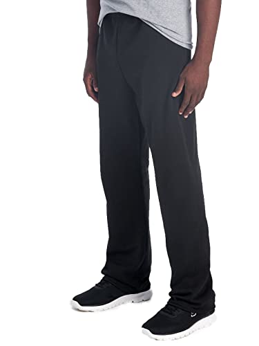 Jerzees mens Fleece Sweatpants, Open Bottom - Black, Large US