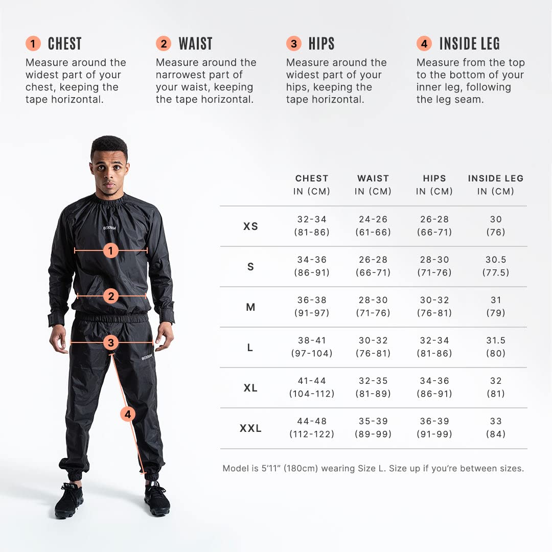 BOXRAW Hagler Professional Sauna Suit 1.0 Top & Bottoms Non Rip Sweat Suit Boxing MMA Training Gym (Black - M)