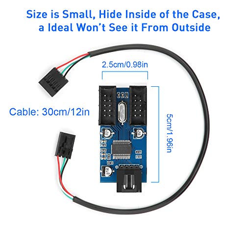 Rocketek Motherboard USB 2.0 9pin Header 1 to 2 Extension Hub Splitter Adapter - Converter MB USB 2.0 Female to 2 Female - 30CM Cable USB 9-pin Internal Cable 9 pin Connector Adapter Port Multiplier …