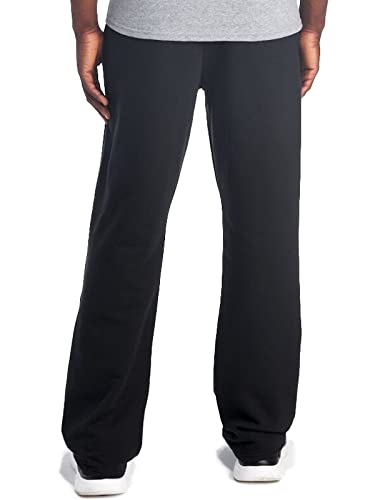Jerzees mens Fleece Sweatpants, Open Bottom - Black, Large US