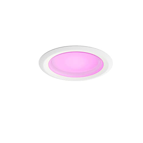 Philips Hue White and Color Ambiance Extra Bright Dimmable Recessed LED Smart 6" Downlight for Retrofit Cans-4 Count (Pack of 1) (578674) & Bridge Smart Lighting Hub - White