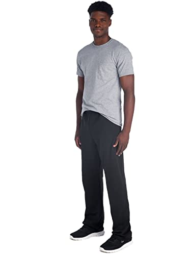 Jerzees mens Fleece Sweatpants, Open Bottom - Black, Large US