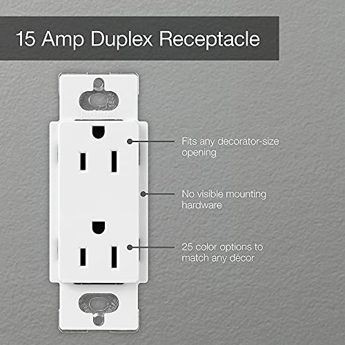 Lutron Claro 15 Amp Duplex Outlet, CAR-15-WH, White