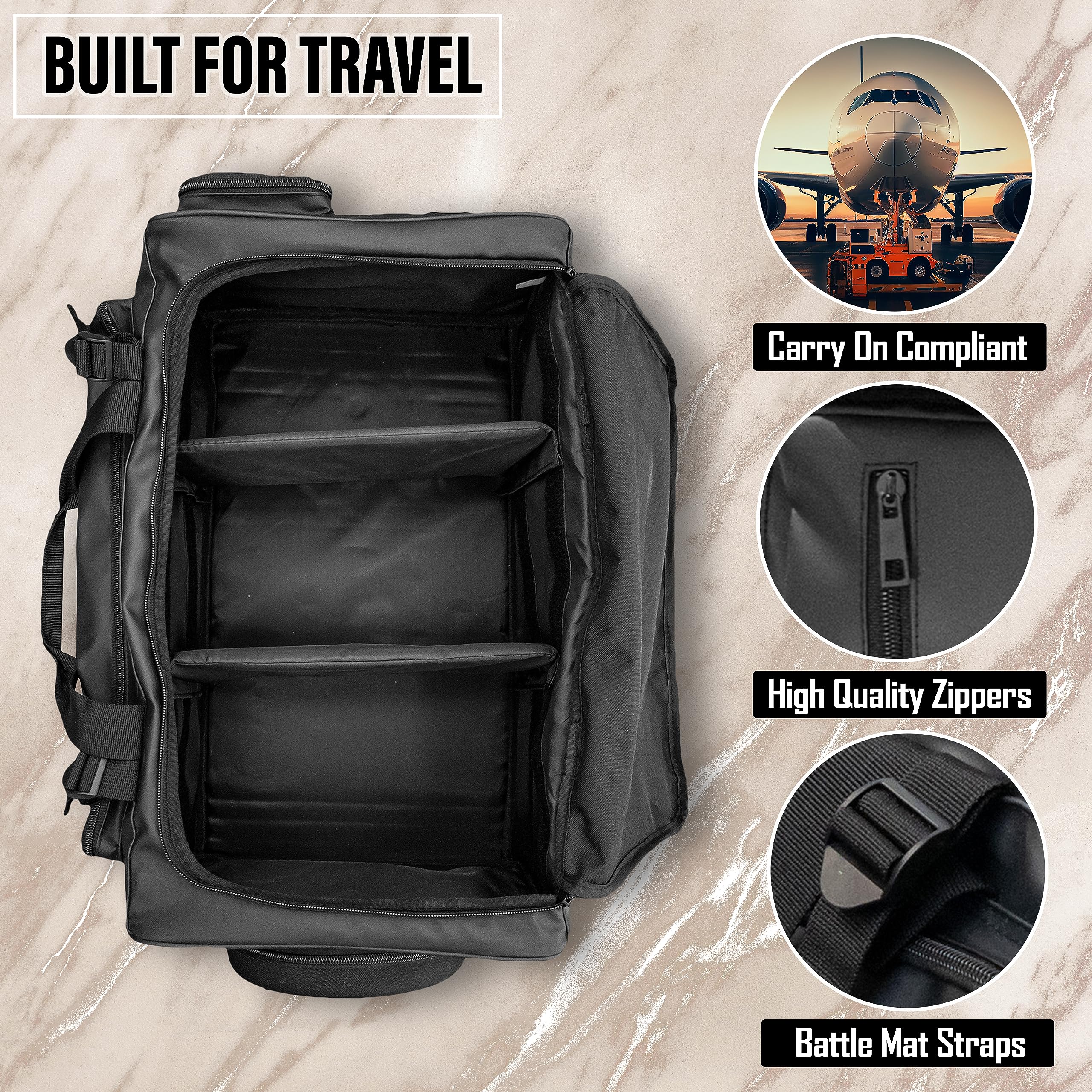 Ultimate Gaming Duffel Bag w/Shoulder Strap - Perfect for Board Games and RPG Players - Removable Dice Tray | Miniature Foam Inserts | Tons of Storage & Pockets | Battle Mat Storage