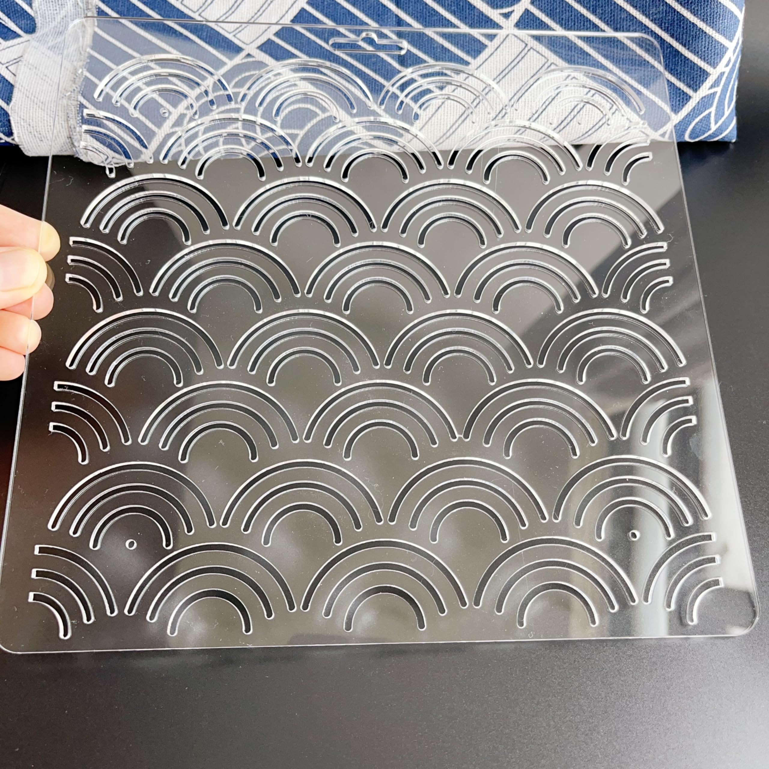 Acrylic Sashiko Stencil, Embroidery Pattern, Quilting Stencil, Classic Ocean Waves Pattern