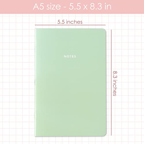 THiNKABLE Pastel Aesthetic Notebooks Set, Cute Journal Set 8 pack, A5 5.5 x 8.3 in 60 Pages, Simple Cover Notebook, Minimalist Journal for Women Lined Paper, Soft Cover Journals
