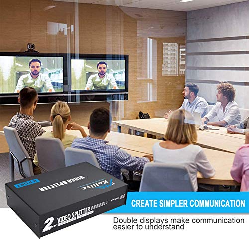 KELIIYO VGA Splitter 2 Port Powered Video Splitter with AC Adaptor 1 to 2 VGA Duplicator Support 1920X1440 Resolution 220 MHz Bandwidth for Screen Duplication