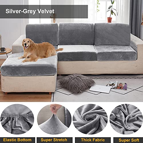 Rosnek Couch Cushion Covers Stretch for Individual Sofa Cushion,Soft Velvet U Shaped Sectional Couch Covers Sofa Slipcover for Seat Cushion Replacement,Large